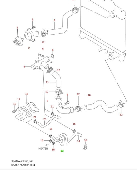 NEW Genuine Suzuki GV 1.6 Cooling Matrix Rubber Hose INLET 17871-66D00 ...